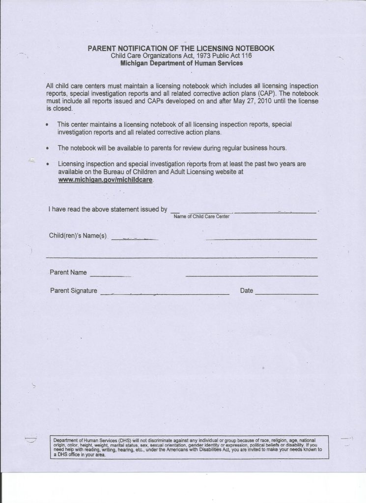 Parent Notification of the licensing Notebook 001 - St John's Lutheran ...